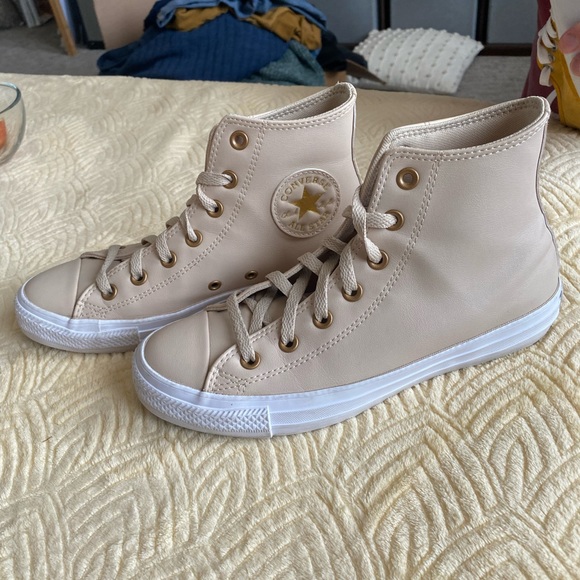 Converse | Shoes | Cream High Top Faux Leather Chuck Taylor All Star ...